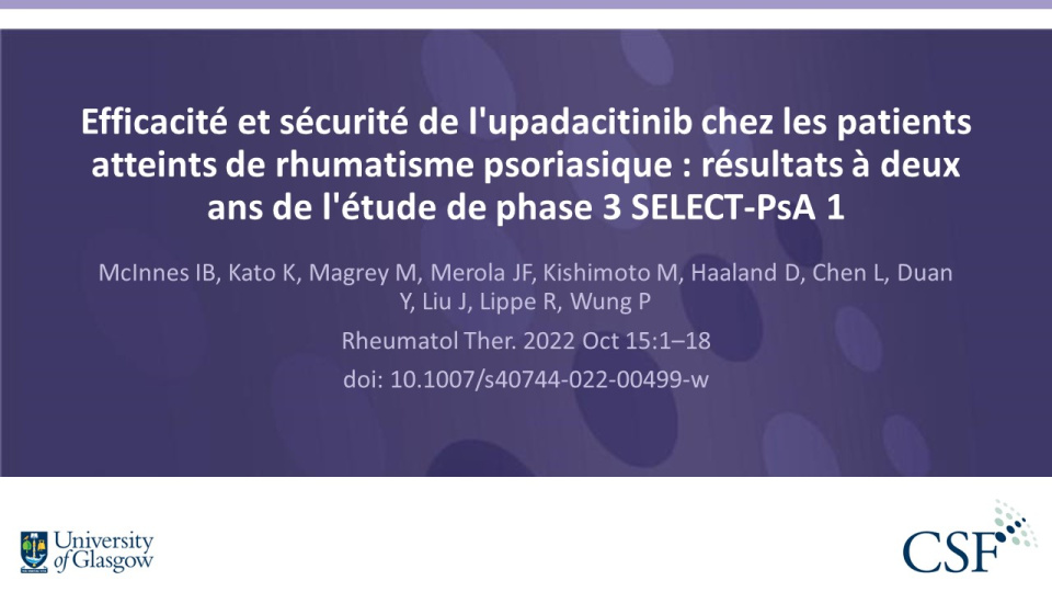 Efficacité et sécurité de l'upadacitinib chez les patients atteints de ...